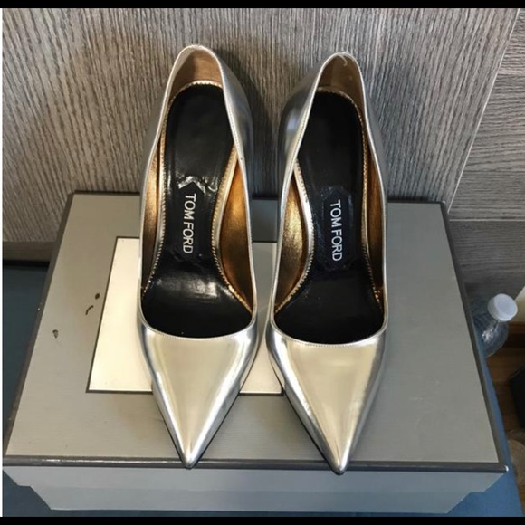 Tom Ford | Shoes | Tom Fordsilver Pointed Toe Metallic Pumps | Poshmark